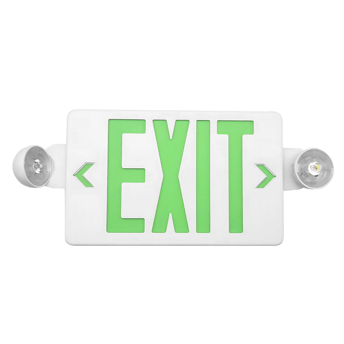 Green Combo LED Emergency Exit Sign-Battery Backup-Adjustable Light He ...